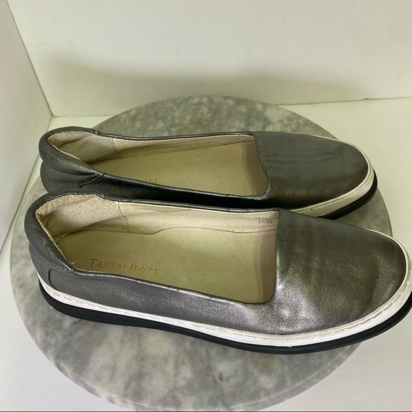 Taryn Rose | Shoes | Taryn Rose Fressa Metallic Leather Silver Slip On ...